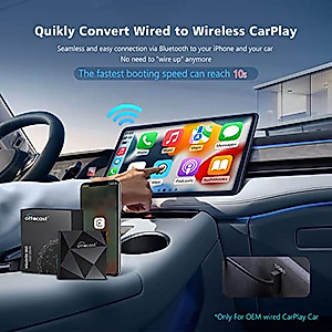 OTTOCAST Wireless CarPlay Adapter 2022 Speed Fastest Apple Wireless CarPlay Dongle Plug & Play 5Ghz WiFi Auto Connect No Delay Online Update, U2-AIR for OEM Wired CarPlay Cars Model Year After 2016