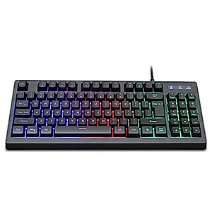 Dpofirs 89 Keys Gaming Keyboard, Waterproof Wired USB RGB Keyboard with High and Low Keycaps and Cool Lighting Effects Wired Keyboard for Windows Gaming PC