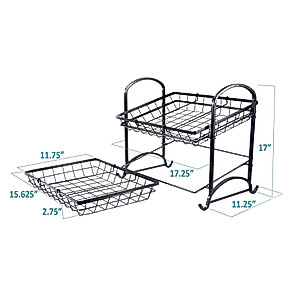 Giftburg Stackable Can Rack Organizer, Angle 2-Tier Tray Display Stand, Fruit Basket Stand, Potato Chip Rack, Multifunctional Can Dipsenser for Storing Canned Snacks Drinks and more, Black