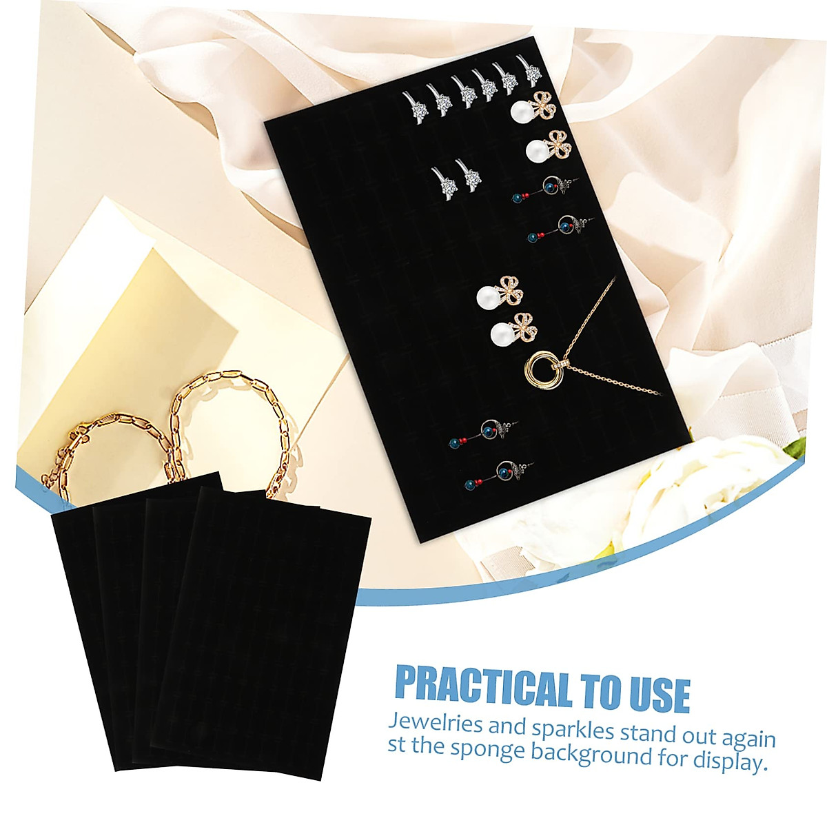 Cabilock 16 pcs jewelry box pad earring display stands for selling jewelry organizer inserts ring tray for jewelry earring holder insert jewelry holder ring storage sponge showcase earrings