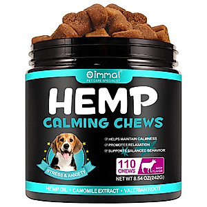 Hemp Calming Chews for Dogs, 110 Pet Care Calming Chews for Dogs with Hemp Oil, Support Relaxation and Stress Relief - Chewable Dog Calming Treats for Thunderstorms,Sleep,Barking,Separation Anxiety