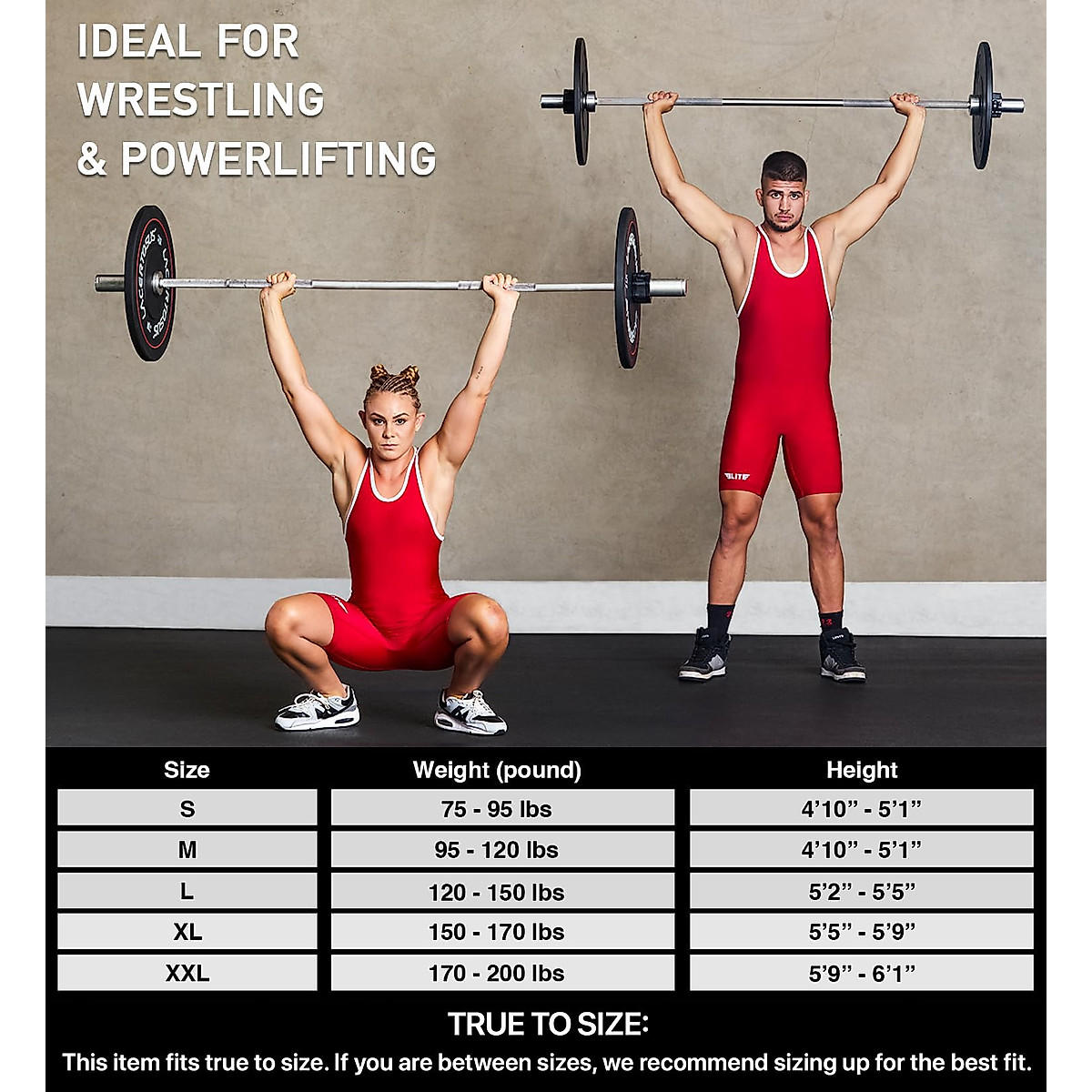 Elite Sports New Item Standard Wrestling Singlet, XX-Large, Red