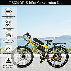 PEXMOR Electric Bike Conversion Kit,36V 750W 24"/20" Front Wheel Ebike Conversion Kit, Electric Bicycle Hub Motor Kit with LCD Display/Controller/PAS/Brake Lever/Torque Arm (20 Inch)