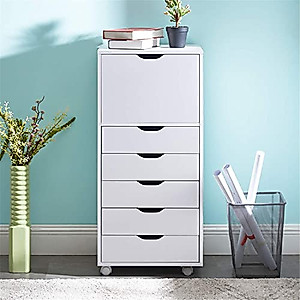 Naomi Home Carly 6-Drawer Office Storage File Cabinet on Wheels, Mobile Under Desk Filing Drawer Unit, Craft Storage Organization for Home, Office – White