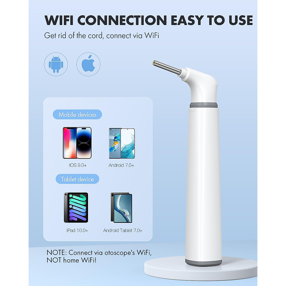 Anykit Wireless Otoscope Ear Camera with Dual View, 3.9mm 720PHD WiFi Ear Scope with Ear Wax Removal Tool for Kids and Adults & Pets, Compatible with Android and iPhone