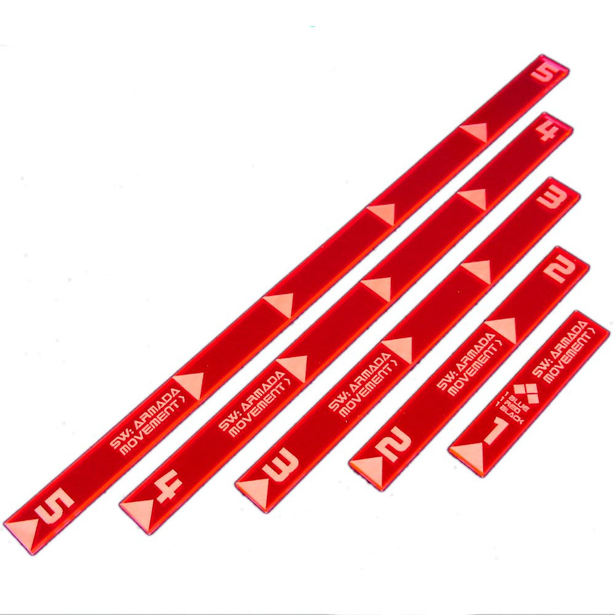 LITKO Armada Multi Range Movement Ruler Set | Compatible with Star Wars: Armada | 5 Pack (Fluorescent Pink)