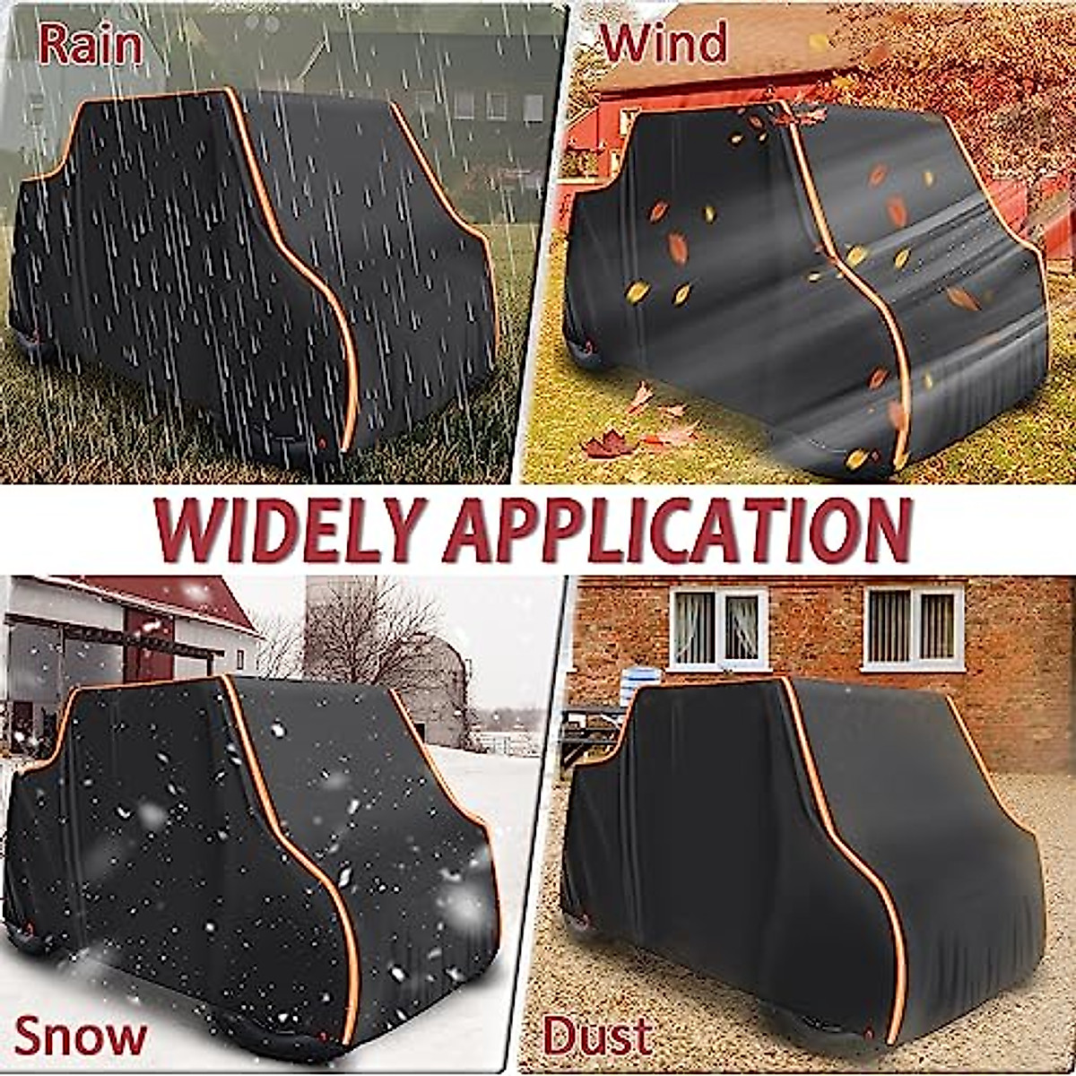 UTV Cover 4 Seater, StarknightMT Waterproof Anti-UV Cover Compatible with Polaris Ranger Crew 1000 900 570 800 General RZR Talon Teryx 4-Door with Reflective Strips Heavy-duty 420D Cover