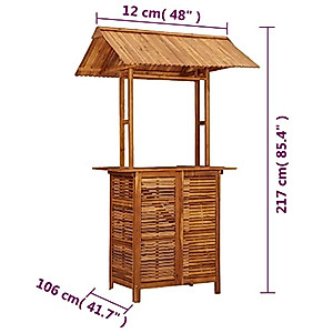 vidaXL Solid Acacia Wood Patio Bar Table with Rooftop Rustic Garden Outdoor Furniture Bistro Swimming Pool Party Breakfast High Table