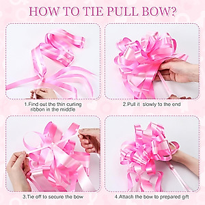 Resurhang 6 Set 10 x 8 x 3.2 Breast Cancer Awareness Baskets for Gifts Empty with Cellophane Wraps and Ribbons Bows Cardboard Basket Tray for Gift Packaging Holiday Birthday Wedding