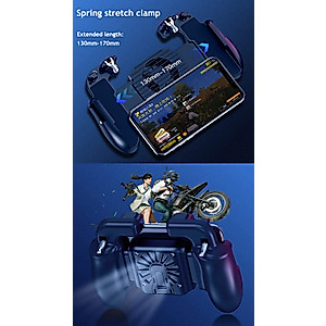 Mobile Game Controller with Cooling Fan for Fortnite PUBG,Smartphone Game L1R1 Triggers Controller Joystick Gamepad w/Aim and Fire Buttons for 4.7-6.5" Android iOS iPhone
