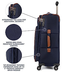 Travelpro Crew Versapack Softside Expandable 8 Spinner Wheel Luggage, USB Port, Men and Women, Patriot Blue, Checked Medium 25-Inch