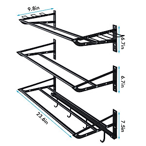 XCSOURCE Garage Sports Equipment Storage Rack with 3 Separate Shelf, Ball Rack, Sport Equipment Organizer with 4 Hooks for Badminton Racket, Basketball Rack for Basketball Football Rugby