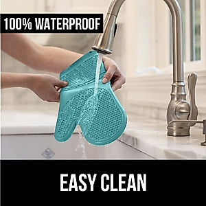 Gorilla Grip Silicone Oven Mitts and Flexible Cutting Boards 4 Pack, Oven Mitts Are 12.5 Inch in Turquoise Color, Flexible Cutting Boards Are Multicolor, 2 Item Bundle