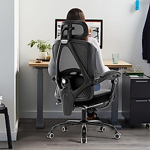 Ergonomic Office Chair, Reclining High Back Home Office Desk Chairs with Adjustable Lumbar Support Swivel Computer Gaming Chair with Headrest Footrest,PU Leather Executive Task Chair, Black