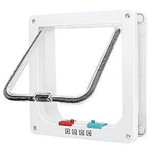 Cat Door, Safety Pet Door with 4 Way Lock, Weatherproof & Easy Installation Cat Flap Door for Interior Exterior Door, Window, Wall(Large, 7.28in x 7.48in Flap)