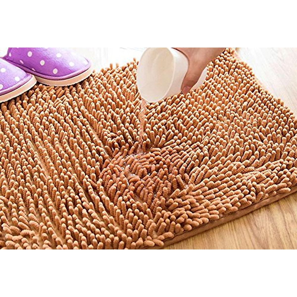 TOPCHANCES Chenille Bathroom Rugs ,Non Slip Extra Soft Plush Bath Mat Absorbent Shaggy Bathroom Rug for Tub, Shower and Bath Room Floor Mats, 23.5" X 35.5"
