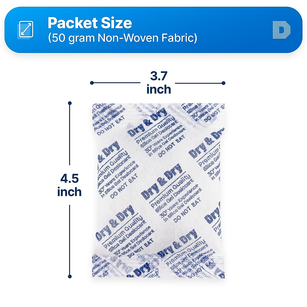 Dry & Dry 50 Gram[6 Packets] Silica Gel Packets Desiccant Packs Silica Gel Packs Silica Packets - Rechargeable Silica Packets, Moisture Absorbers, Silica Gel