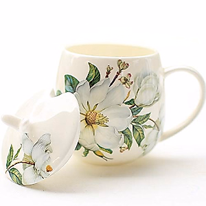 400ml Coffee Mugs with Spoon, Europe Noble Bone China Coffee Cup, Floral Ceramic Tea Cup, Tea Cup, Fancy Tea Cups, Gifts for Women, Tea Mugs,Flower Tea Cup, Luxury Tea Sets for Women