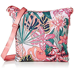 Vera Bradley Women's Recycled Lighten Up Reactive Hipster Crossbody Purse, Rain Forest Canopy Coral, One Size