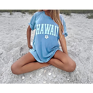 Hawaiian Shirts for Women Oversized Tshirts Shirts Flower Shirt Tropical Vacation Clothes Summer Vacation Tee