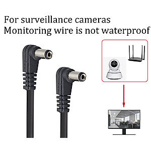 HCFeng Double Elbow DC 5.5mm x 2.1mm Cable DC 5.5mm x 2.1mm 90 Degree Right Angle Male to Male Power Adapter Cable for CCTV Surveillance Security Camera LED Strip DVR (22 AWG)[2 Pack/ 5ft]