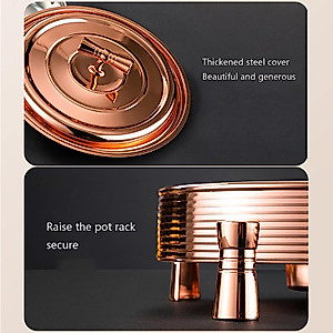 Catering Buffet Servers and Heaters - Round Food Warmer, Stainless Steel Hot Pot Buffet Set, 3 in 1 Food Warmer with Glass Viewing Lid and Built in Lid Holder(Size:28cm,Color:Golden)