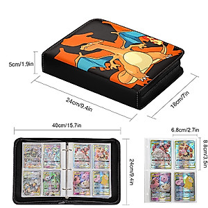 Card Binder 400 Cards Capacity with 50 Removable Sleeves, Collector Trading Card Binder 4-Pocket Storage Holder Album Book Portable Carrying Case for TCG