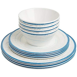 Pfaltgraff 12-Piece Melamine Dinnerware Set - Trellis Blue