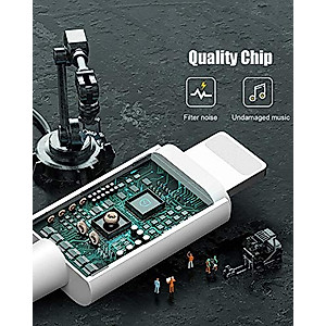 [2 Pack] iPhone Adapter，Apple MFi Certified iPhone to 3.5mm Aux Audio Accessories Headset Splitter Adaptor Compatible for Music Compatible with iPhone 14/13 Pro Max X/XS/Max/7 8 Support All iOS System