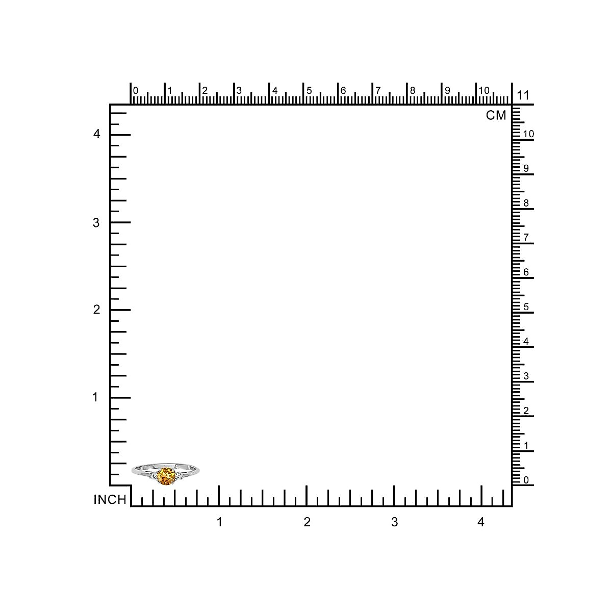 Silvershake Petite Natural Citrine and White Topaz 925 Sterling Silver Ring Size 5