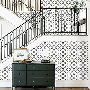 Timeet Black and White Trellis Wallpaper Peel and Stick Wallpaper 17.7"x78.7" Self Adhesive Removable Wallpaper Waterproof for Shelf Liner Drawer Room Wall Decor Film Vinyl Roll
