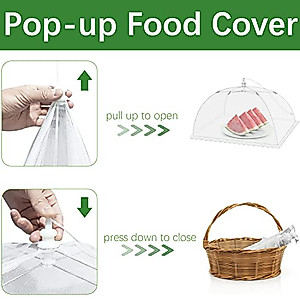 Mesh Food Covers for Outdoors - 7 Pack Upgraded 1 Extra Large 40x24 in & 6 Large 17x17 in Outdoor Party Food Cover Tent Collapsible Picnic Nets Umbrella Screen Pop Up Food Dome for Outside (White)