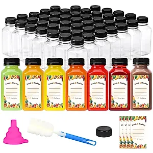 Moretoes 64pcs 8oz Juice Bottles, Juice Bottles with Tamper Evident Caps, Reusable Juicing Bottles Bulk for Juice Milk Smoothie and Other Beverages