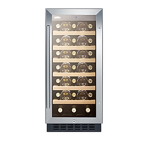 Summit SWC1535B 15" Built-In Undercounter Glass Door Wine Cellar with Lock and Digital Controls, Glass/Black