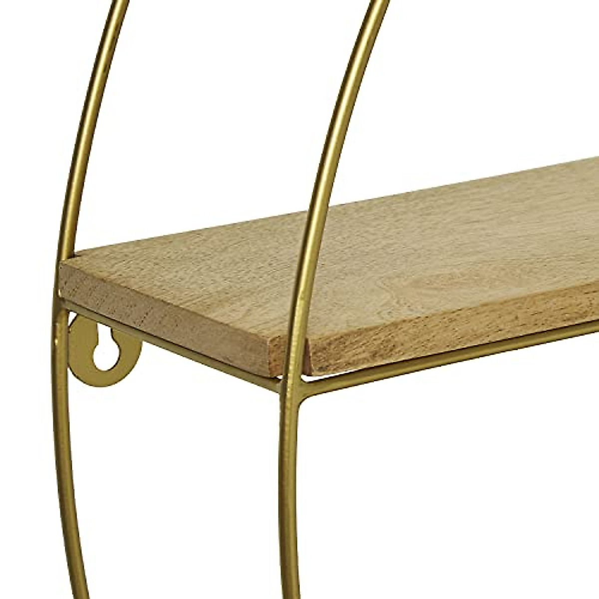 kimisty Gold Round Wall Shelves, Large Circular Floating Shelf for Bathroom, Living Room, Kitchen and Bedroom, Brass Geometric Wall Decor, Metal Sconce Shelf with Mango Wood, Boho Accent Display