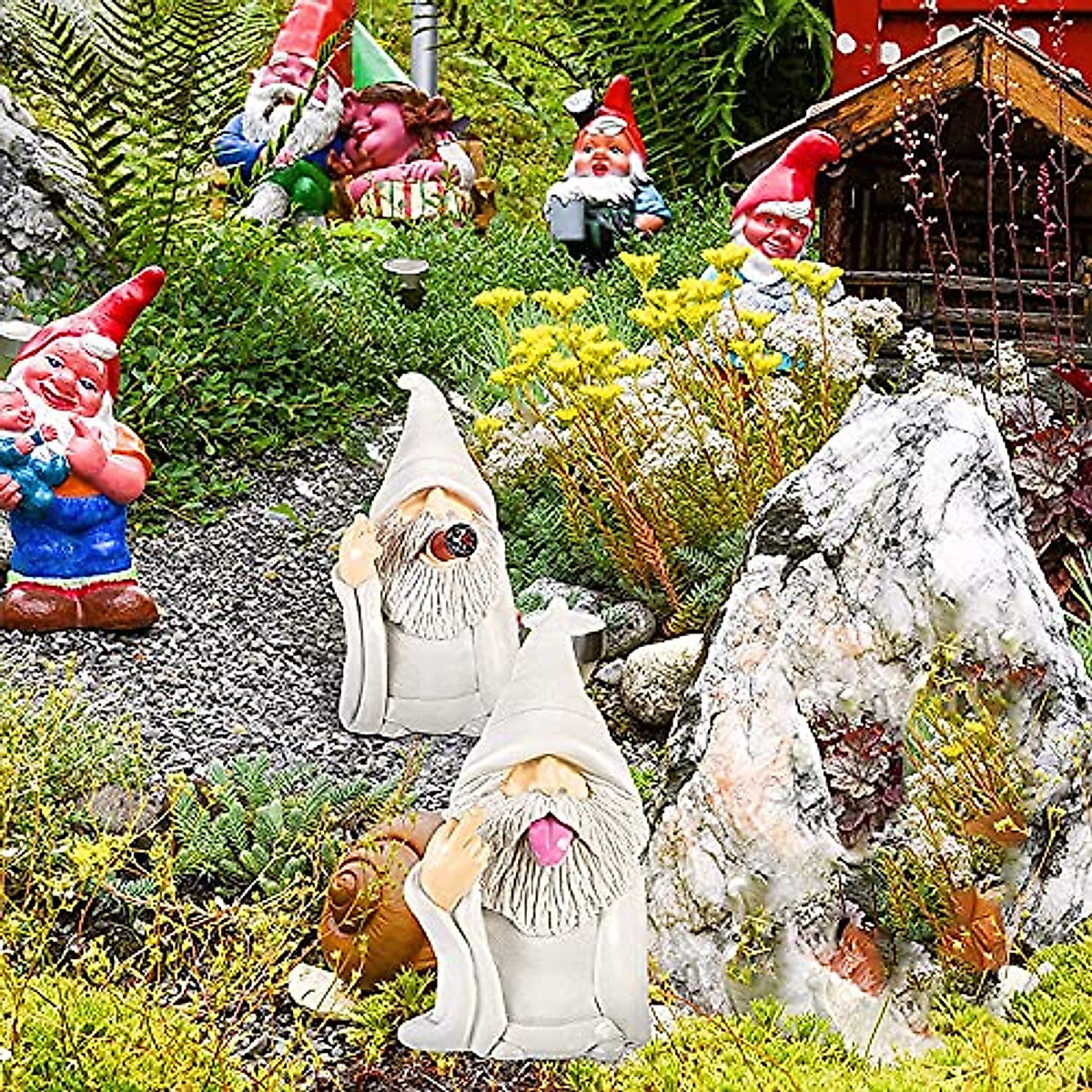Tirifer Garden Gnome, Wizard Gnome 3D Dwarves, Polyresin Outdoor Sculpture Stick Out Tongue Gnome Statue Garden Figurine Art Garden Decoration for Lawn Yard Balcony Porch Patio