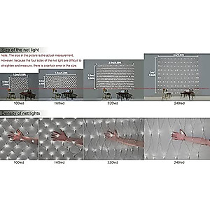 gresonic Net Mesh Lights,320 LEDs 8.2ft x 5.9ft String Lights for Christmas Trees,Bushes,Holiday,Party,Outdoor Wall,Garden Decorations(Cool White)