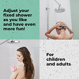 11'' Shower Head Extension Arm by LOKBY - Anti-Leakage Shower Extension Arm - Adjustable Shower Arm Fits Any Rain or Handheld Shower Heads - Shower Head Extension Pipe - Rust Proof Materials - Nickel