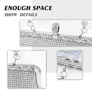 Carwales Silver Clutch Purse Rhinestone Purses for Women Evening Wedding Party Bridal Handbag Elegant Formal Evening Bag(Silver)
