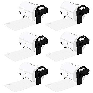 GREENCYCLE 6 Rolls Replacement DK1241 DK-1241 Die-Cut Standard Shipping Labels 4" x 6" (152mm x 101mm) W/Cartridge Compatible for Brother QL-1050 QL-1050N QL-1060N QL-1100 QL-1110NWB, 200 Labels/Roll