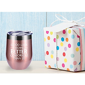 momocici Good Luck Finding Better Coworkers Than Us 12 OZ Wine Tumbler.Coworker,Going Away Gifts.Farewell, Leaving Cup for Men Women Coworker Colleague Boss Friends Mug(Rose Gold)