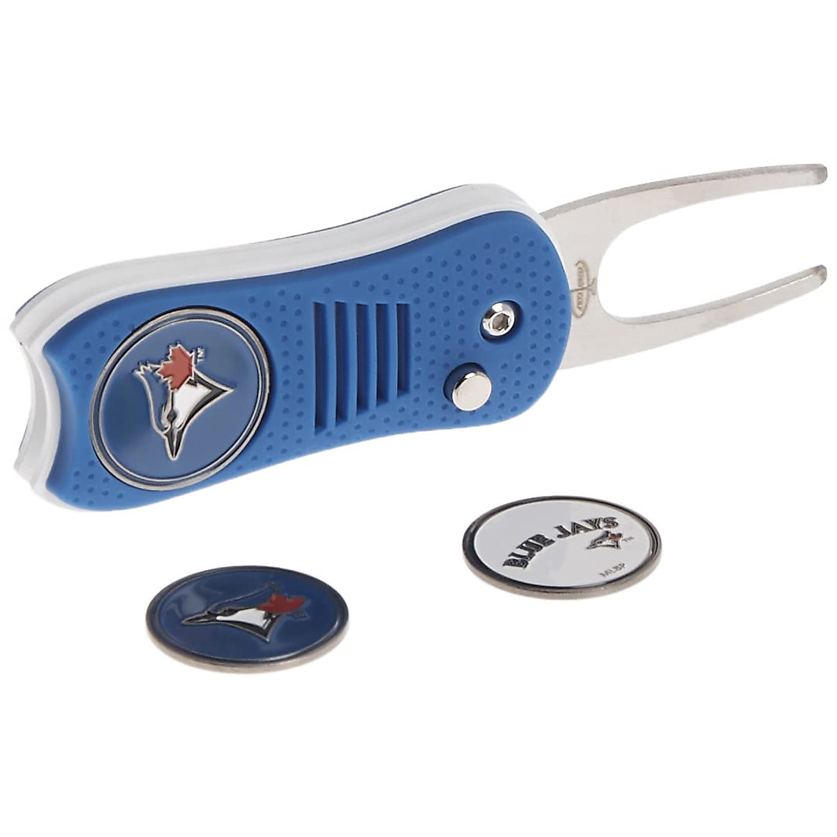 Team Golf MLB Toronto Blue Jays Tin Gift Set with Retractable Divot Tool and 2 Ball Markers Gift Set with 3 Magnetic Ball Markers, Patented Single Prong Design, Causes Less Damage to Greens