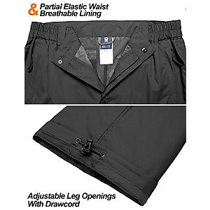 Little Donkey Andy Men's Lightweight Waterproof Rain Pants Breathable Hiking Pant for Outdoor Fishing Black XL