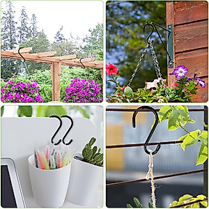 DINGEE 6 Inch Heavy Duty S Hooks, Large S Hooks for Hanging Plants, Vinyl Coated S Hooks 6 Pack Sturdy Non Slip Black S Hooks for Hanging Closet,Bird Feeders,Kitchen,Large Object,Garden Tools
