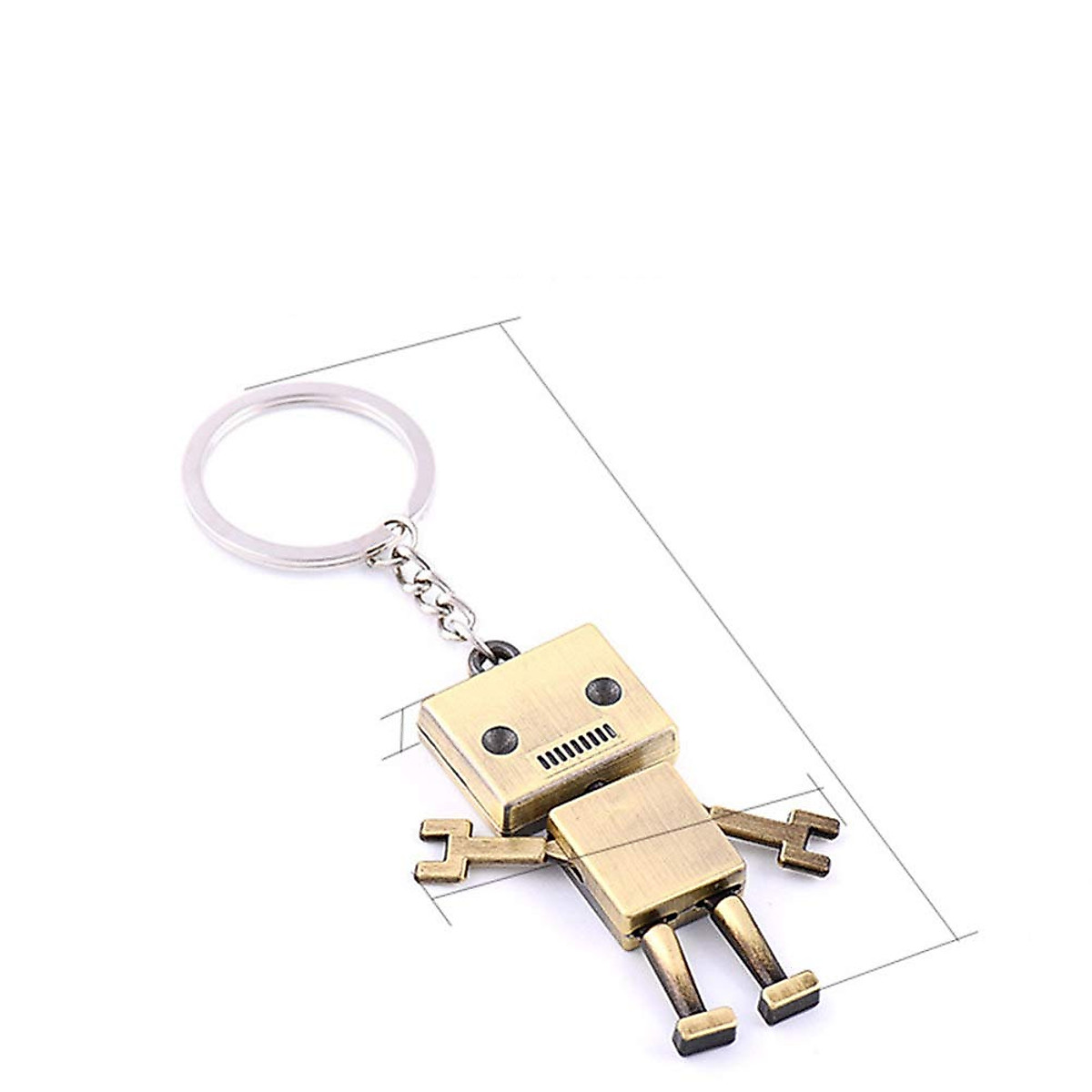 EXCEART 2 Pcs Mini Keychains - Robot Shape Creative Hanging Keyring Ornament Decor Key Holder (Bronze, Silver)