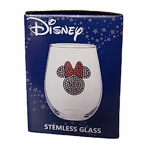 Disney Rhinestone | Stemless Wine Glass Inspired | Mickey Minnie Fan | Funny Birthday, Christmas, Mother's Day, Father's Day, Graduation Gift (Minnie)