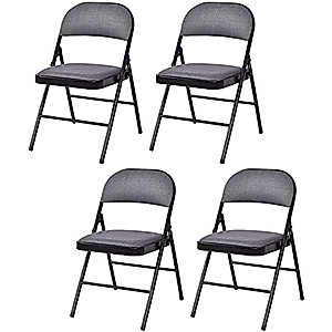 Moccha 4 Pack Folding Chairs, Stackable Fabric Commercial Chair with Metal Frame, Lightweight Portable Foldable Chairs with Padded Seat for Home Office Wedding Party Indoor Outdoor Events (Gray)