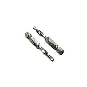 TEMO 2 pc 10-24 Combination Drill and Tap Multi Use Deburr Countersink Hex Bit