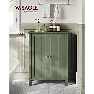 VASAGLE Bathroom Floor Storage Cabinet, Freestanding Bathroom Storage Unit with 2 Adjustable Shelves, 11.8 x 23.6 x 31.5 Inches, Forest Green UBCB060C01