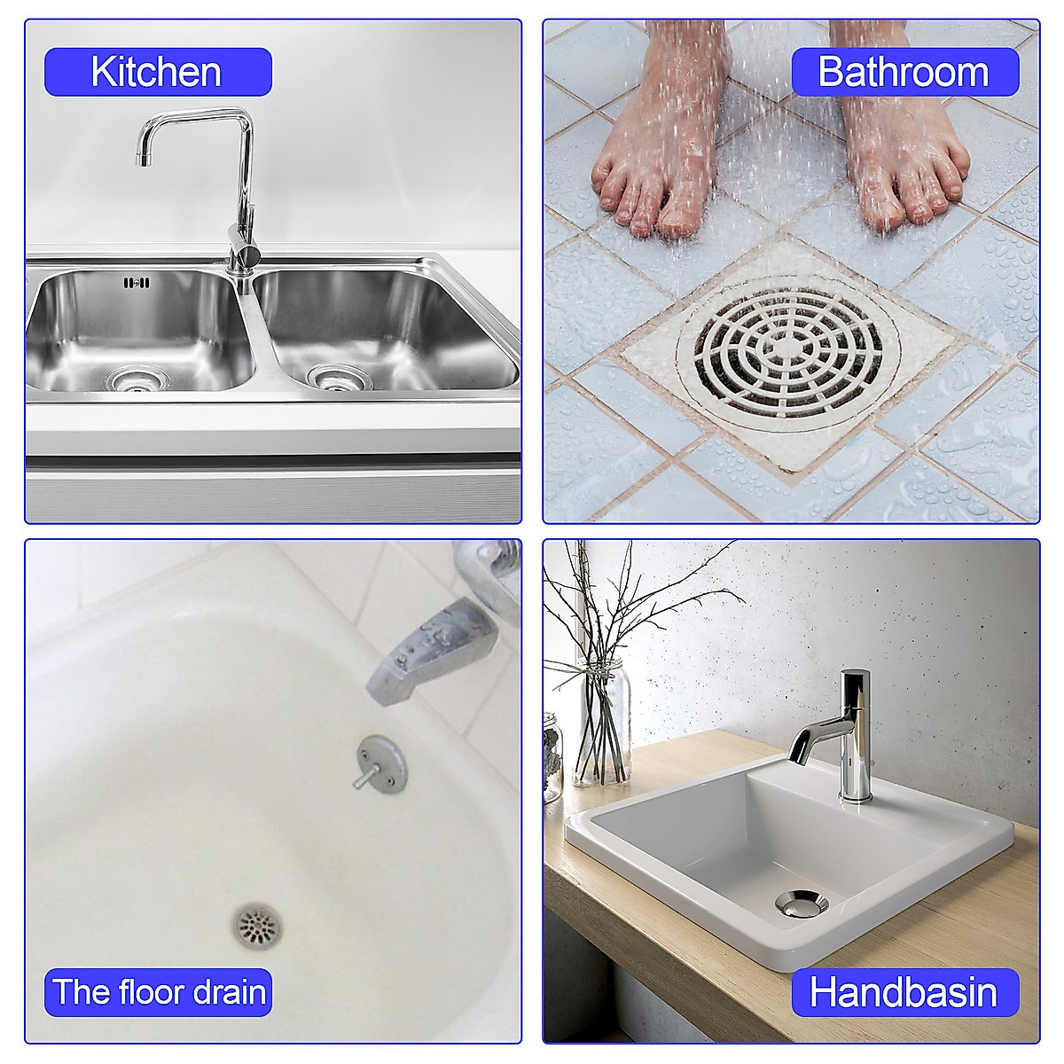 CustomyLife 3 Pack 5.5inch Plastic Drain Hair Catcher with Sucker Trap, Silicone Shower Drain Cover White Bathtub Hair Stopper Drain Strainers for Kitchen Sink Bathroom